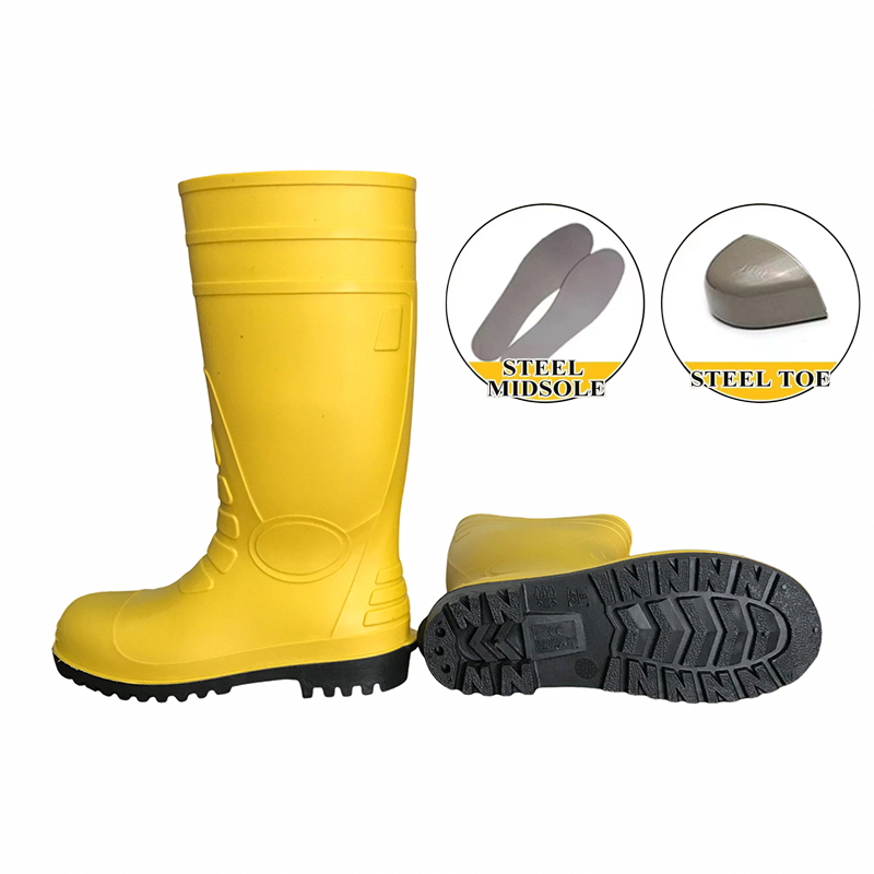 China Yellow PVC Safety Rain Boots With Steel Toe And Midsole factory ...